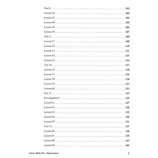 Saxon 65 (Homeschool, 3rd edition) Tests/Worksheets
