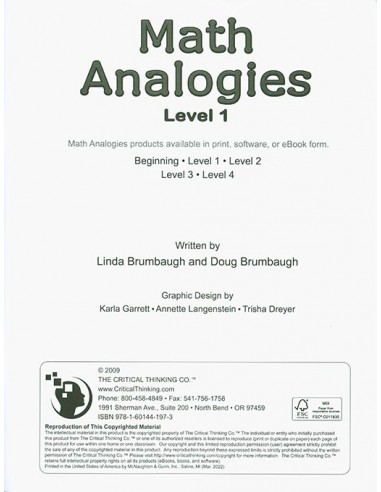 Math Analogies: Level 1 (Grades 2-3)