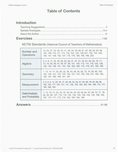 Math Analogies: Level 4 (Grades 8-9)