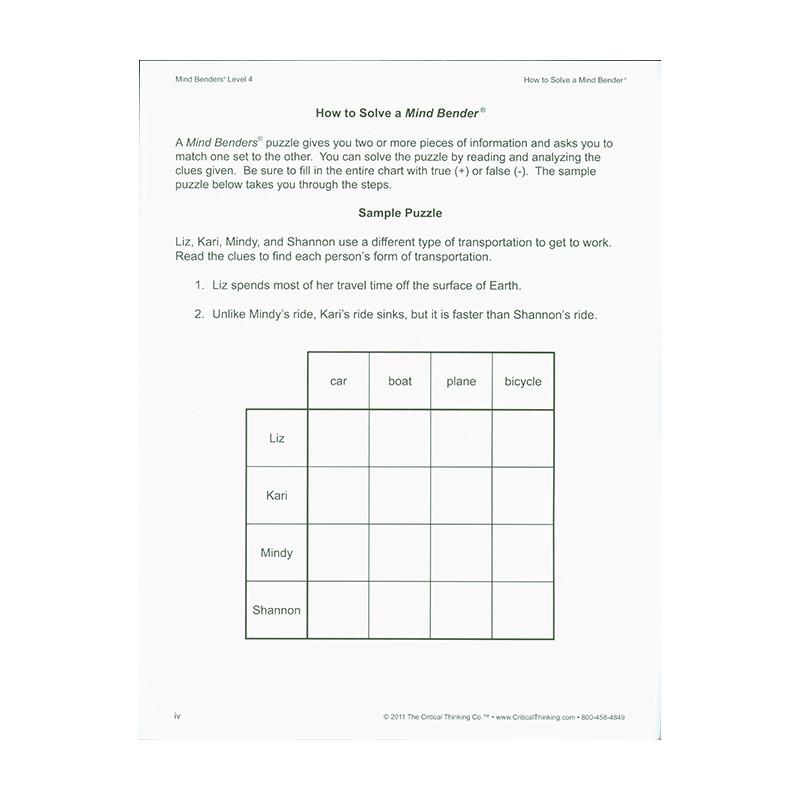 Mind Benders Level 4 (Grades 3-6)