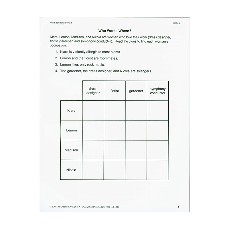 Mind Benders Level 5 (Grades 7-12)