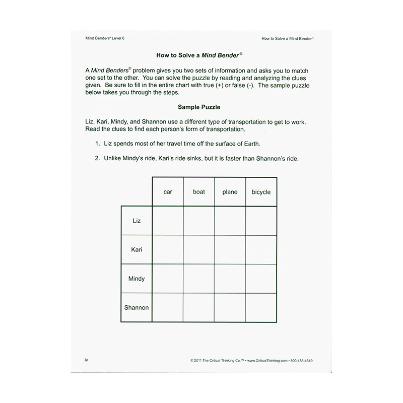 Mind Benders Level 6 (Grades 7-12)