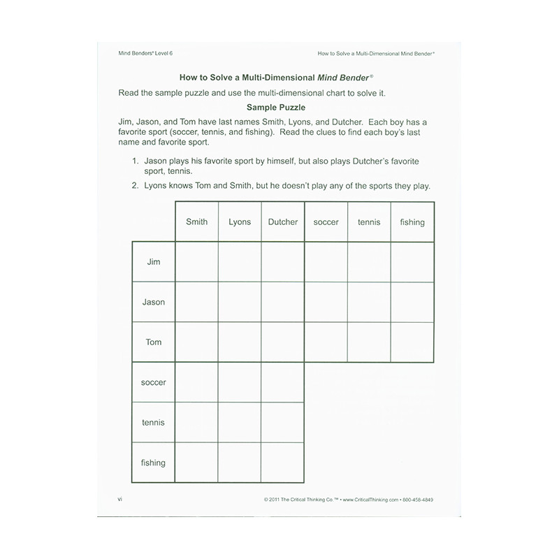 Mind Benders Level 6 (Grades 7-12)