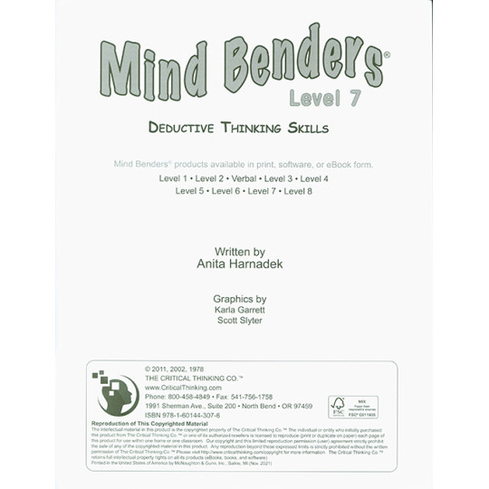Mind Benders Level 7 (Grades 7-12)