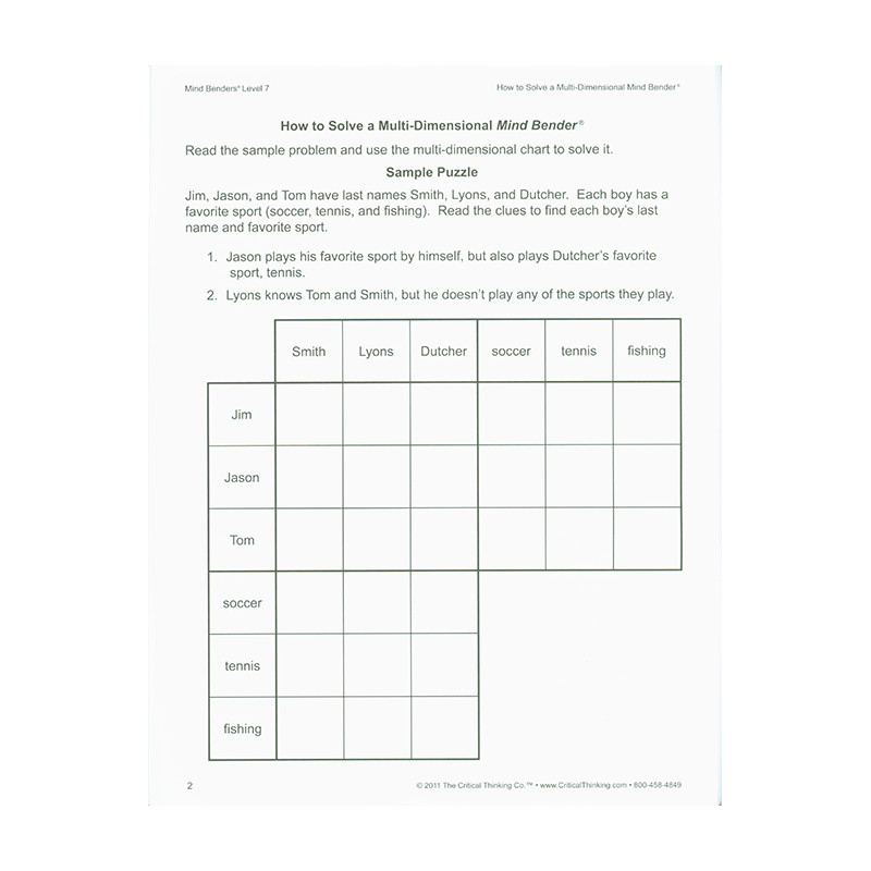 Mind Benders Level 7 (Grades 7-12)