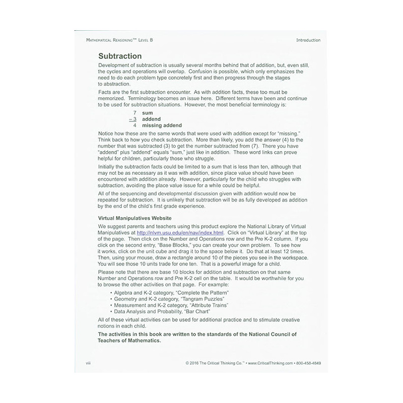 Mathematical Reasoning Level B - Grade 1