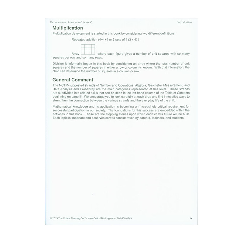 Mathematical Reasoning Level C - Grade 2