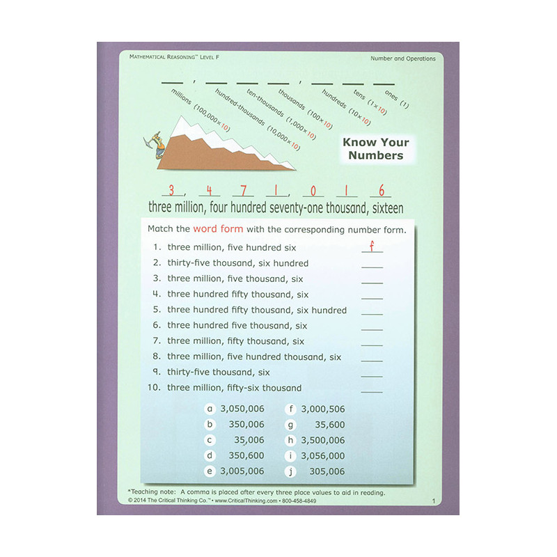 Mathematical Reasoning Level F - Grade 5