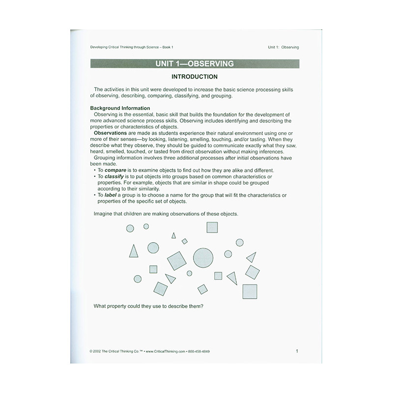 Developing Critical Thinking Through Science Book 1 (Grades 1-3)