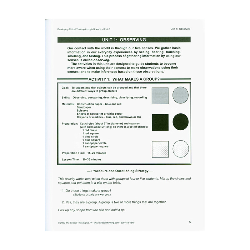 Developing Critical Thinking Through Science Book 1 (Grades 1-3)