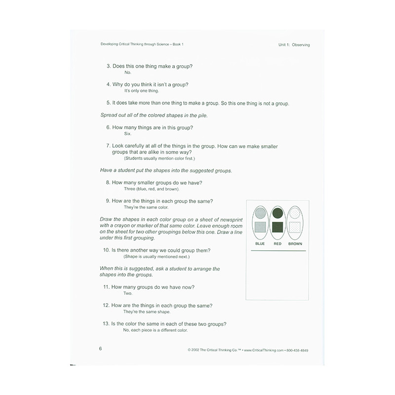 Developing Critical Thinking Through Science Book 1 (Grades 1-3)