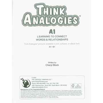 Think Analogies - Level A-1 (Grades 3-5)