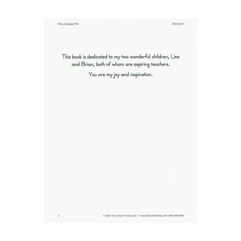 Think Analogies - Level B-1 (Grades 6-12)