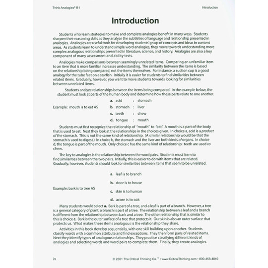 Think Analogies - Level B-1 (Grades 6-12)