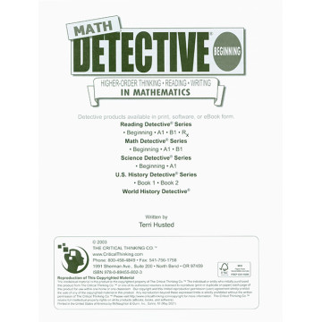 Math Detective Beginning - Grades 3-4