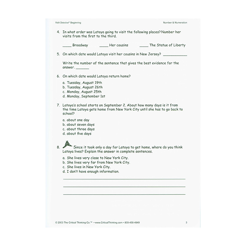 Math Detective Beginning - Grades 3-4