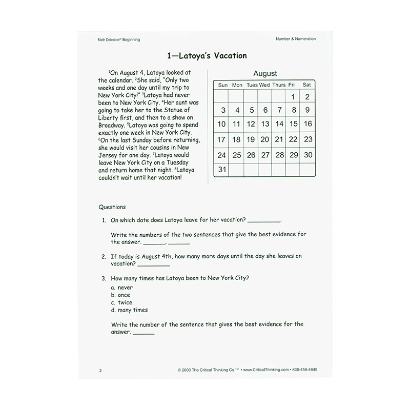 Math Detective Beginning - Grades 3-4