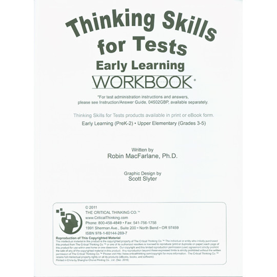 Thinking Skills for Tests Early Learning Workbook (PreK-2)