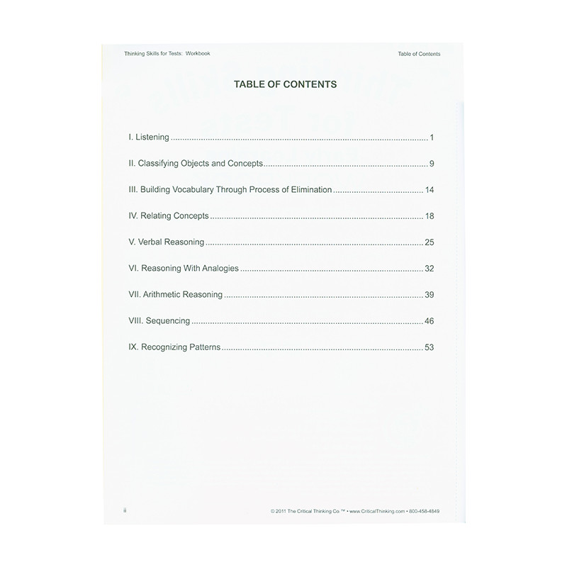Thinking Skills for Tests Early Learning Workbook (PreK-2)
