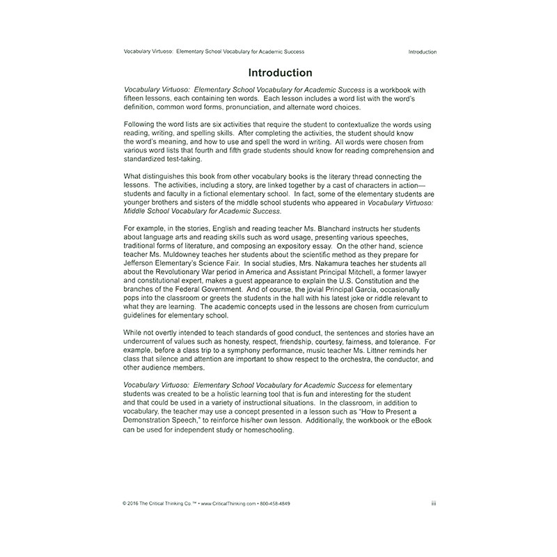 Vocabulary Virtuoso: Elementary School Vocabulary Grades: 4-5