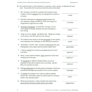 Vocabulary Virtuoso: Mastering Middle School Vocabulary : Grades 6-8