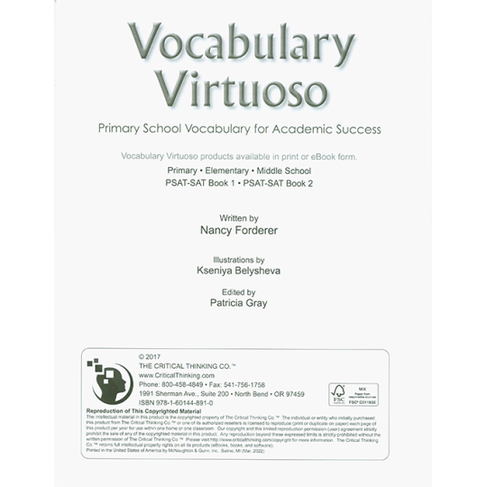 Vocabulary Virtuoso: Primary Vocabulary for Academic Success Grades: 2-3