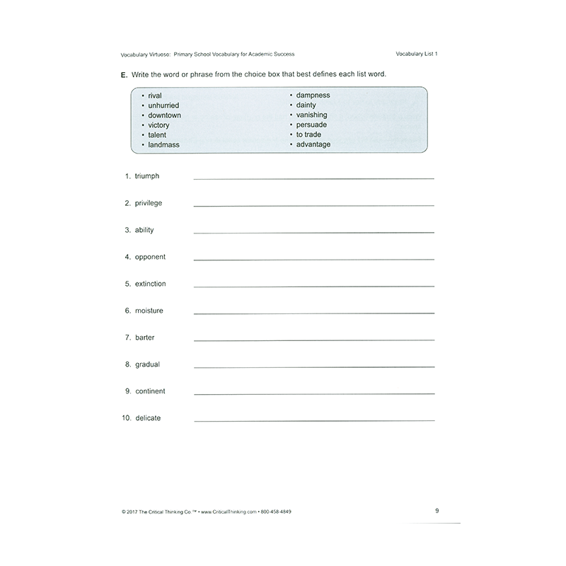 Vocabulary Virtuoso: Primary Vocabulary for Academic Success Grades: 2-3