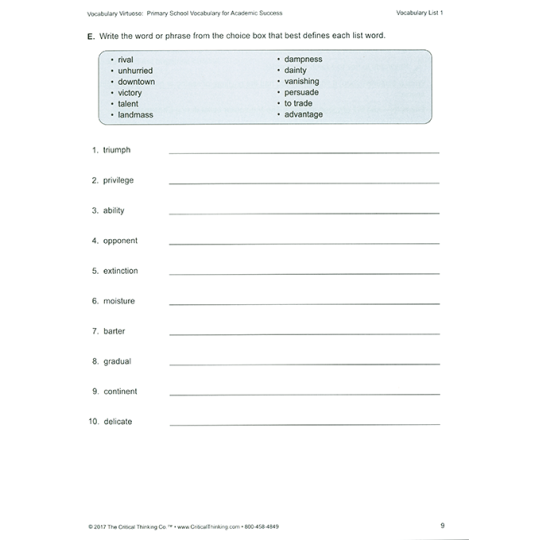 Vocabulary Virtuoso: Primary Vocabulary for Academic Success Grades: 2-3