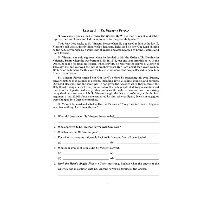 Reading 6 for Young Catholics Comprehension