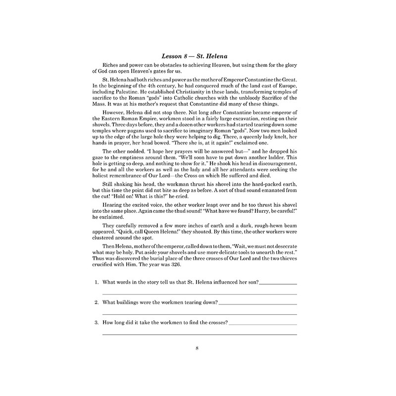 Reading 6 for Young Catholics Comprehension