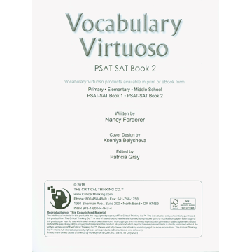 Vocabulary Virtuoso: PSAT-SAT Book 2 Grades 8-12