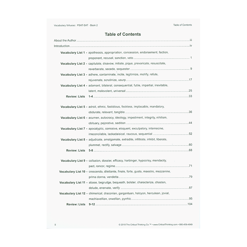 Vocabulary Virtuoso: PSAT-SAT Book 2 Grades 8-12
