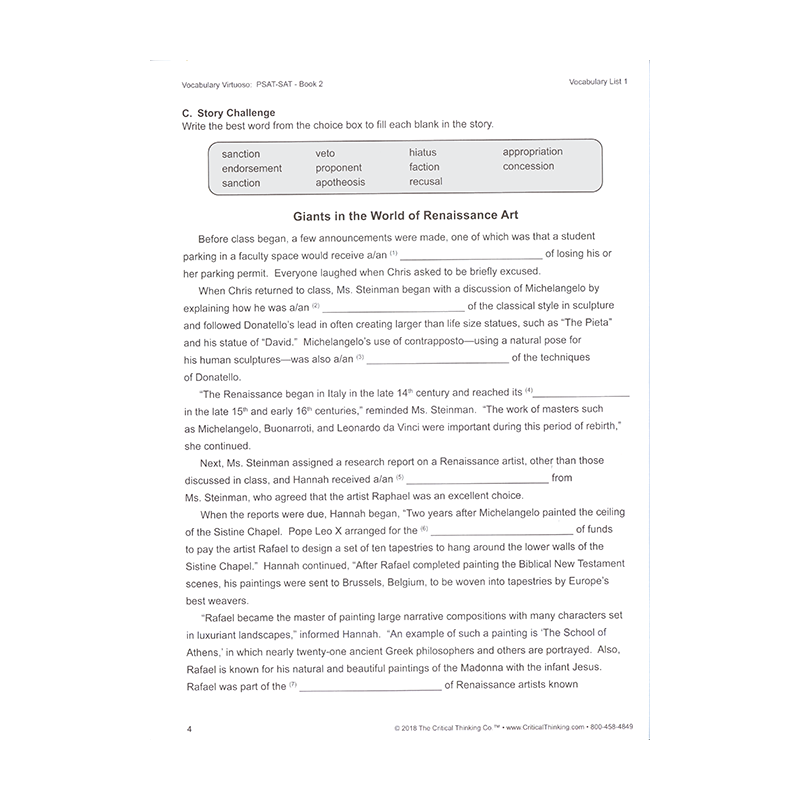 Vocabulary Virtuoso: PSAT-SAT Book 2 Grades 8-12