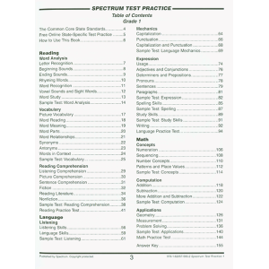 Spectrum Test Practice Workbook Grade 1