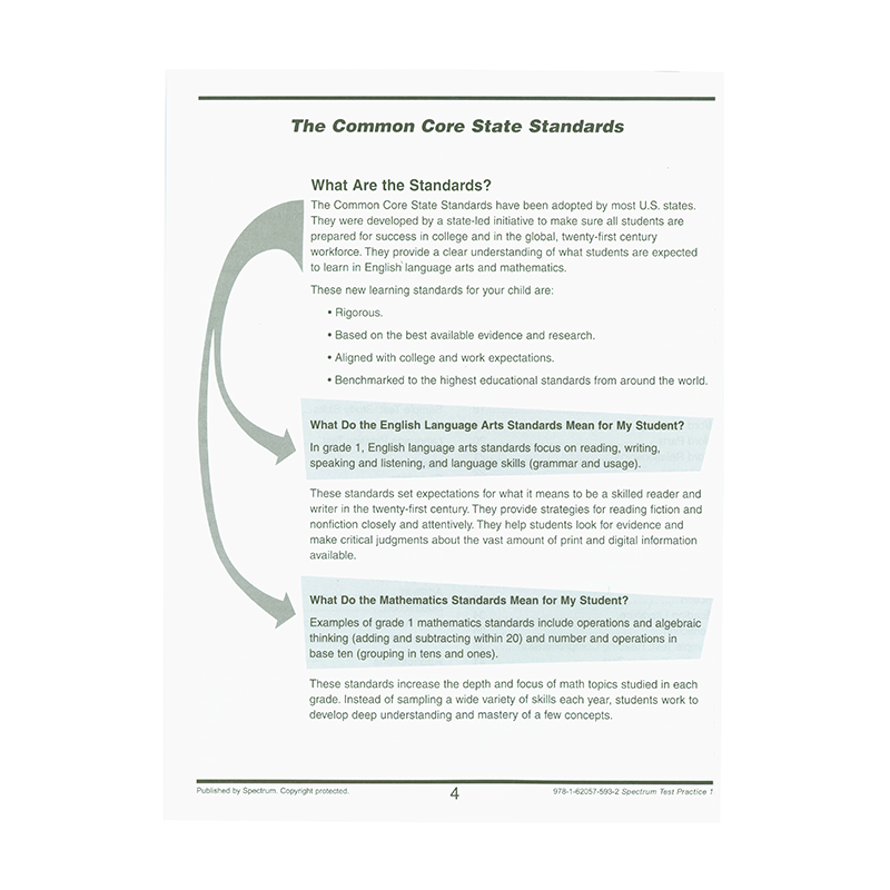 Spectrum Test Practice Workbook Grade 1