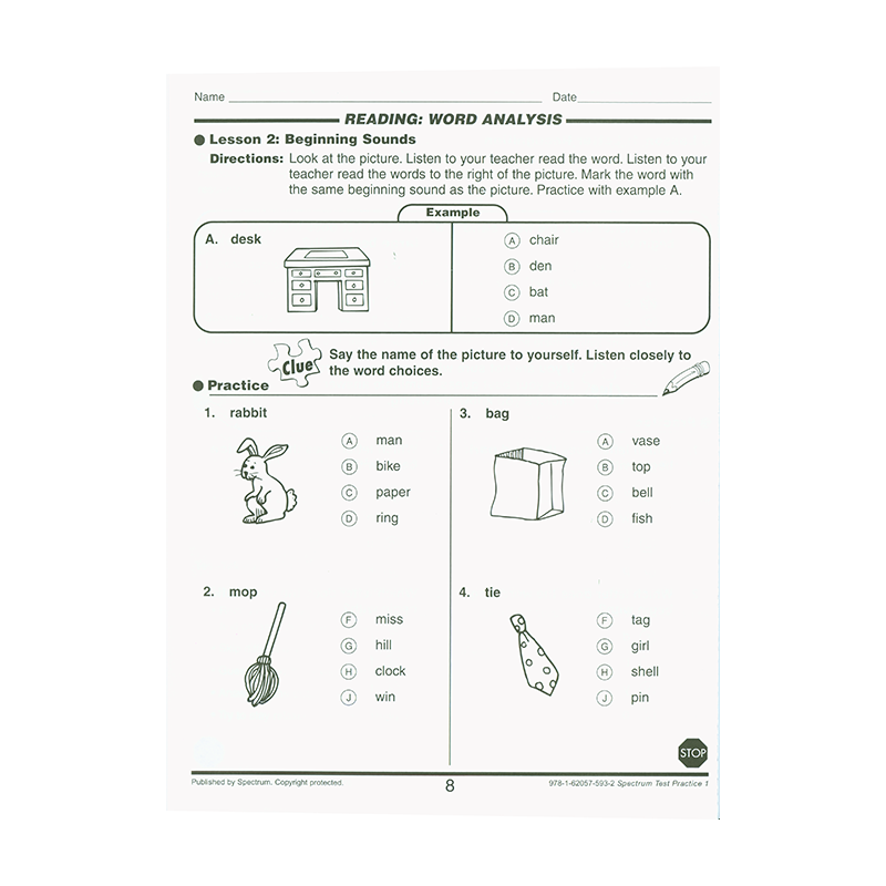 Spectrum Test Practice Workbook Grade 1