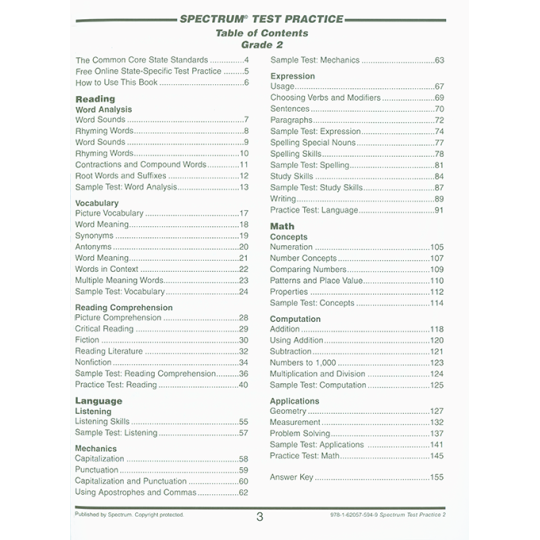 Spectrum Test Practice Workbook Grade 2