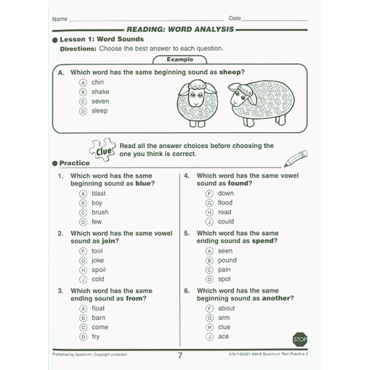 Spectrum Test Practice Workbook Grade 2