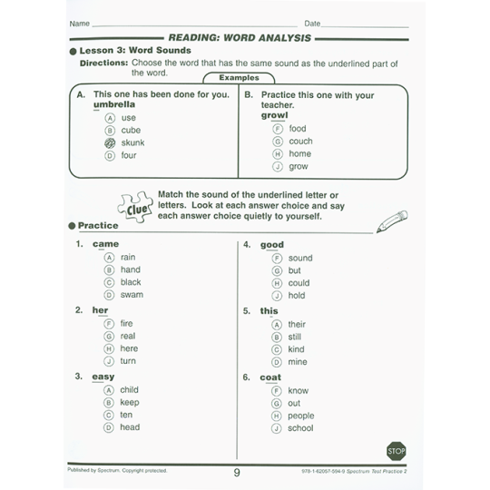 Spectrum Test Practice Workbook Grade 2