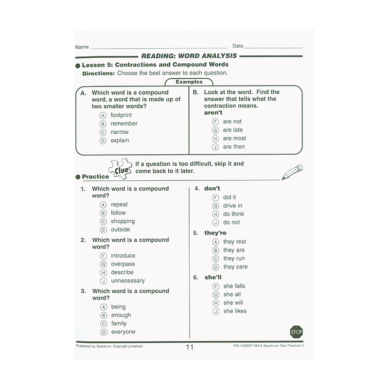 Spectrum Test Practice Workbook Grade 2
