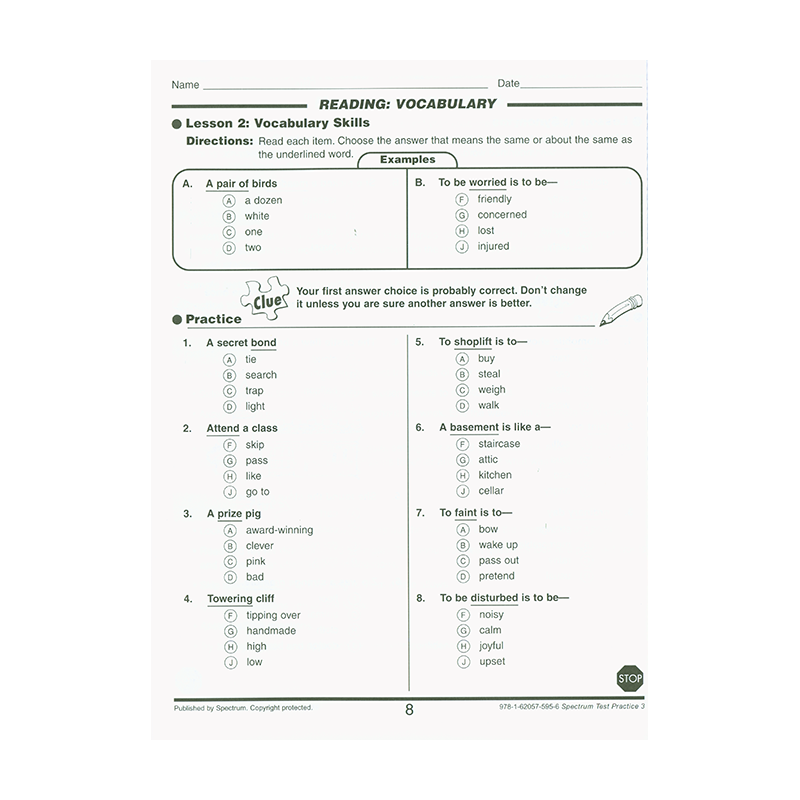 Spectrum Test Practice Workbook Grade 3