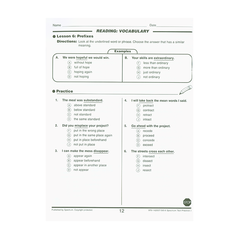 Spectrum Test Practice Workbook Grade 3