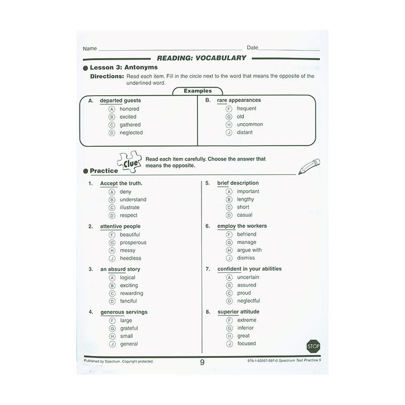 Spectrum Test Practice Workbook Grade 5