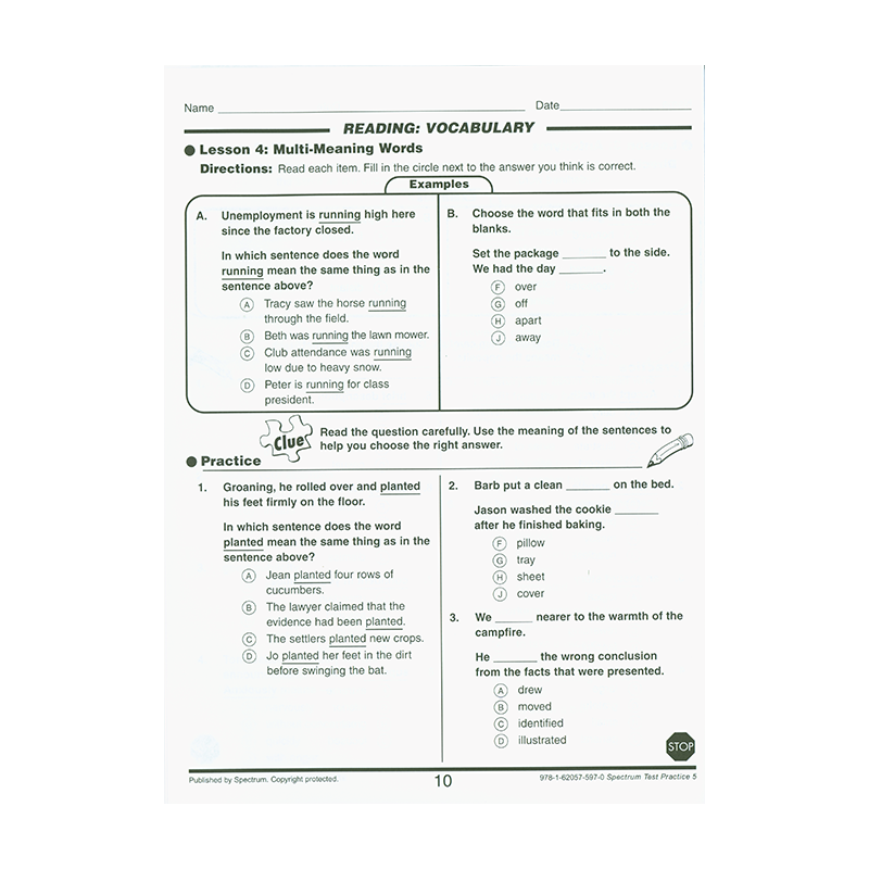Spectrum Test Practice Workbook Grade 5