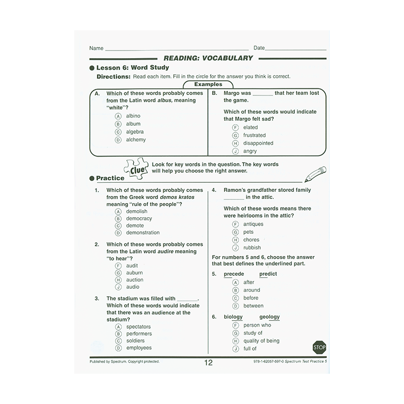 Spectrum Test Practice Workbook Grade 5