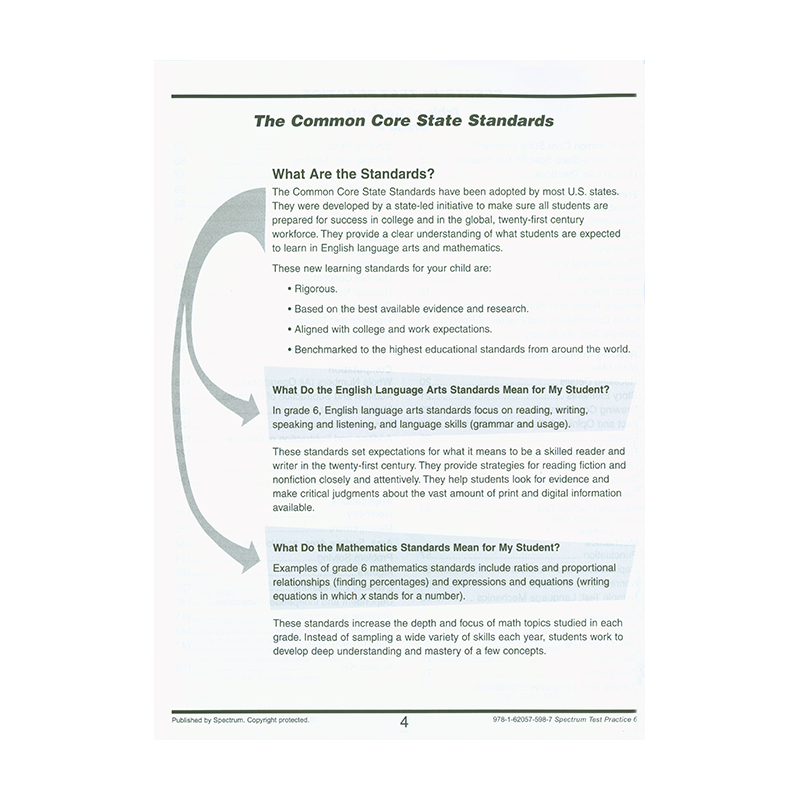Spectrum Test Practice Workbook Grade 6