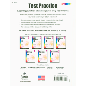 Spectrum Test Practice Workbook Grade 7