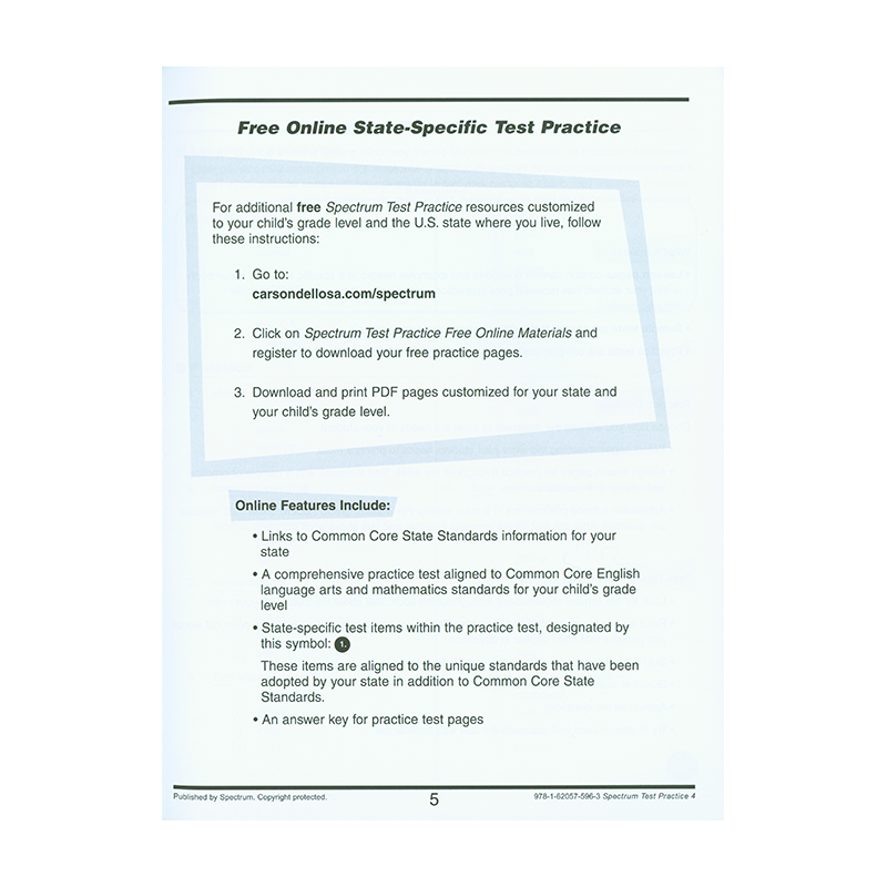 Spectrum Test Practice Workbook Grade 4