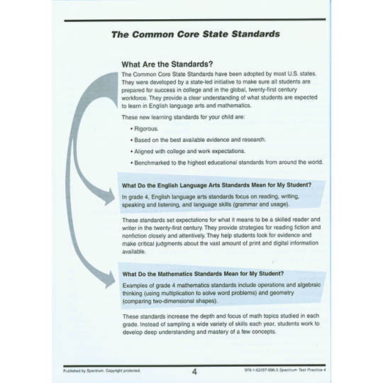 Spectrum Test Practice Workbook Grade 4