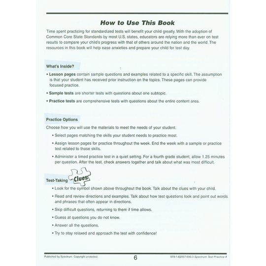 Spectrum Test Practice Workbook Grade 4